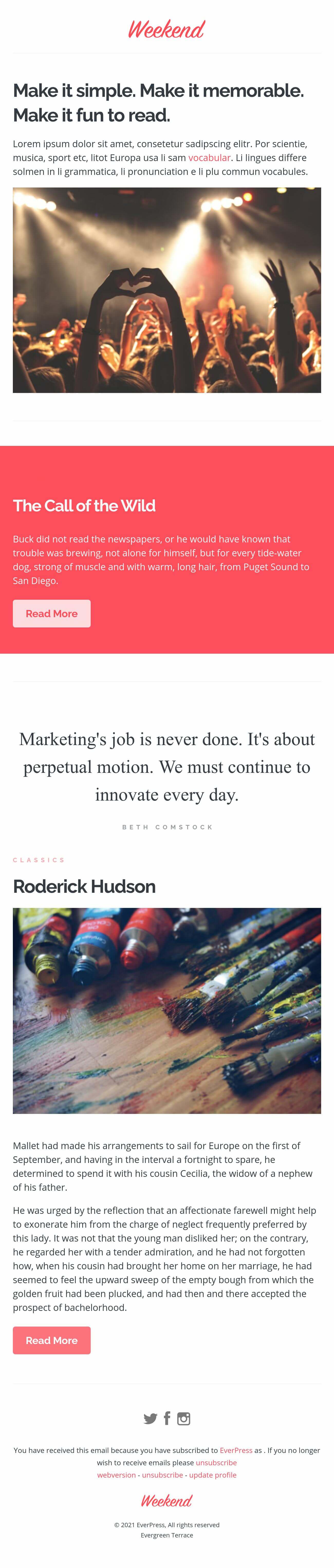 Weekend • Email Template for Mailster.